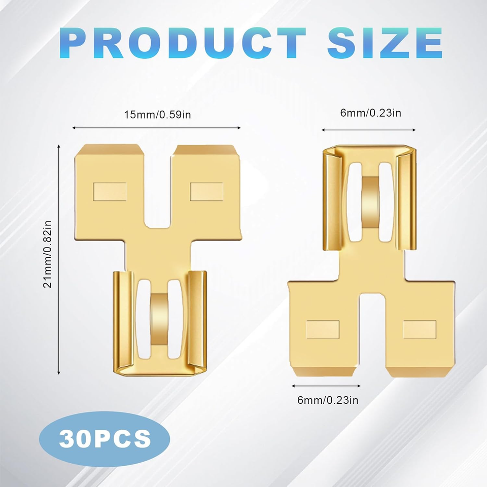 30 Pcs Spade Terminal Splitter Double Male Tab Single Female Slip 2 Way ...