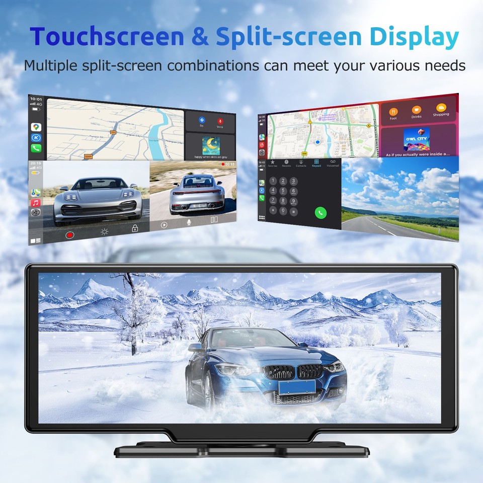 10.26" Large Screen Portable Carplay Android Auto Dash Cam Car Stereo ...