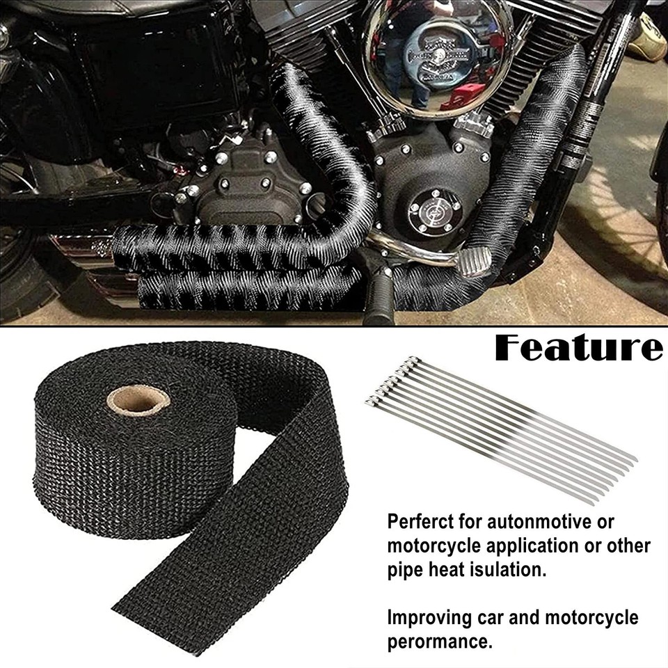 2 Inch 50FT Roll Fiberglass Exhaust Wrap Header Pipe Heat Tape Black ...