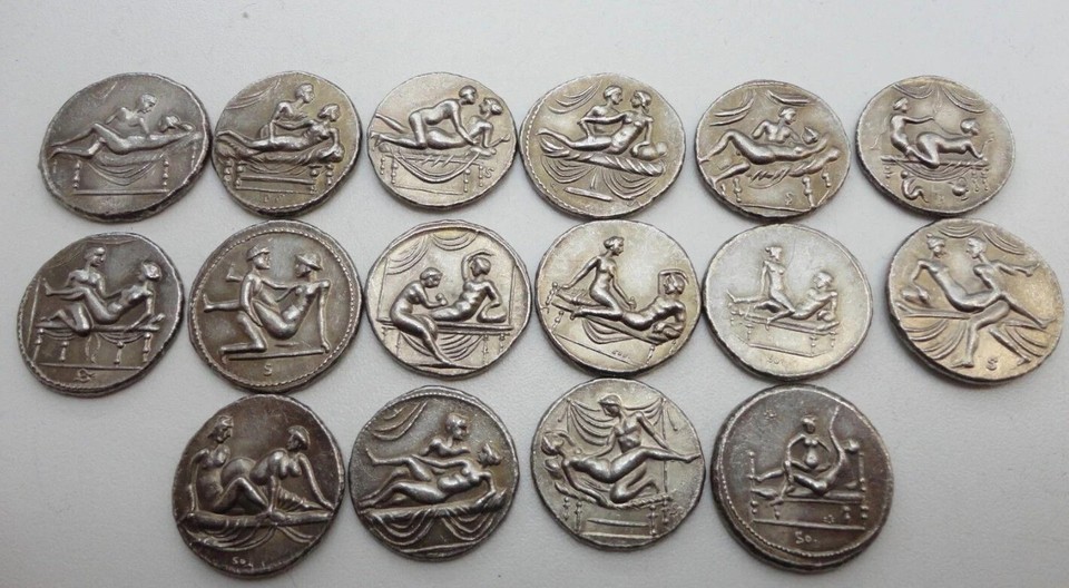 Roman Brothel Coins FULL SET 1-16 Tokens Caligula Ancient Empire ...