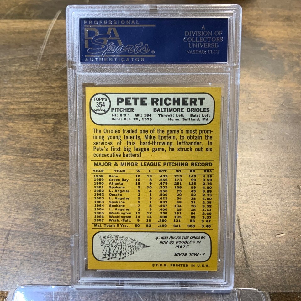 1968 Topps Pete Richert #354 *Orioles* PSA 8 NM-MT | eBay