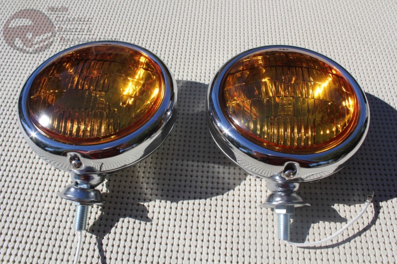 Amber 5" 12 Volt Custom Mounted Fog Lights Lamps Vintage Style Car ...