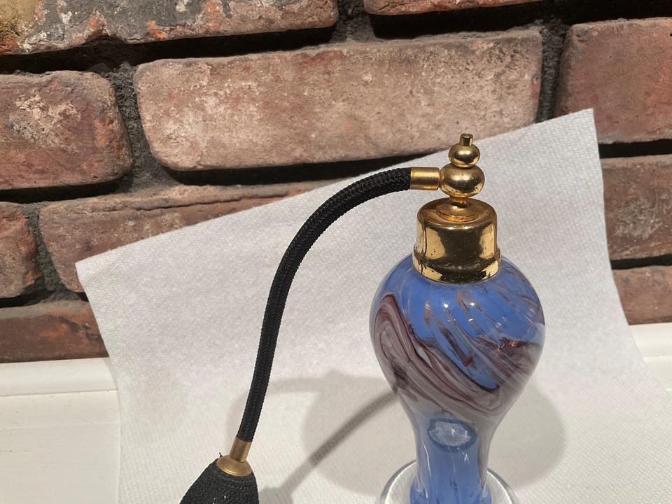 Vintage Perfume Atomizer - Blue Glass | eBay