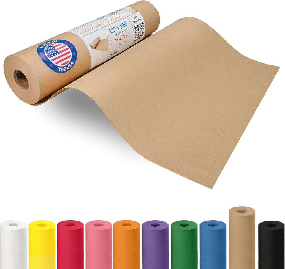Brown Paper Roll 12" X 2160" (180 Feet) - Usa-Made Kraft Paper 30Lb ...