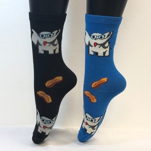 2 PAIRS Foozy's Women's Casual Socks PROFESSOR ELEPHANT Print, New with ...