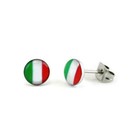 ITALY FLAG STAINLESS STEEL EARRINGS 8mm or 10mm Stud Post Italian Pride ...