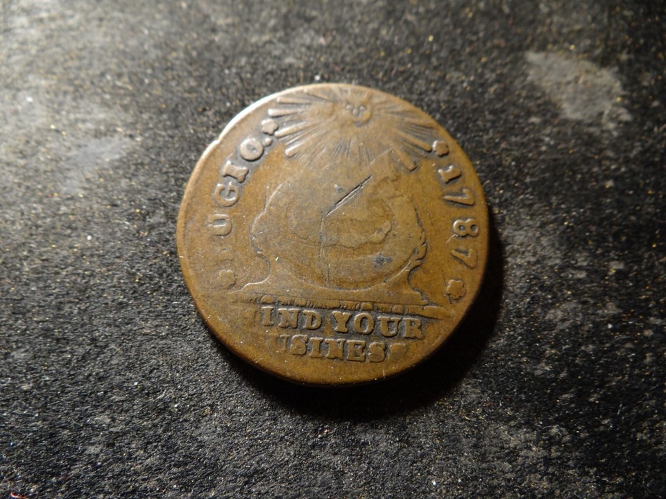 1787 Bold Fugio Club Rays Colonial Copper Penny Nice Smooth Flan Look ...