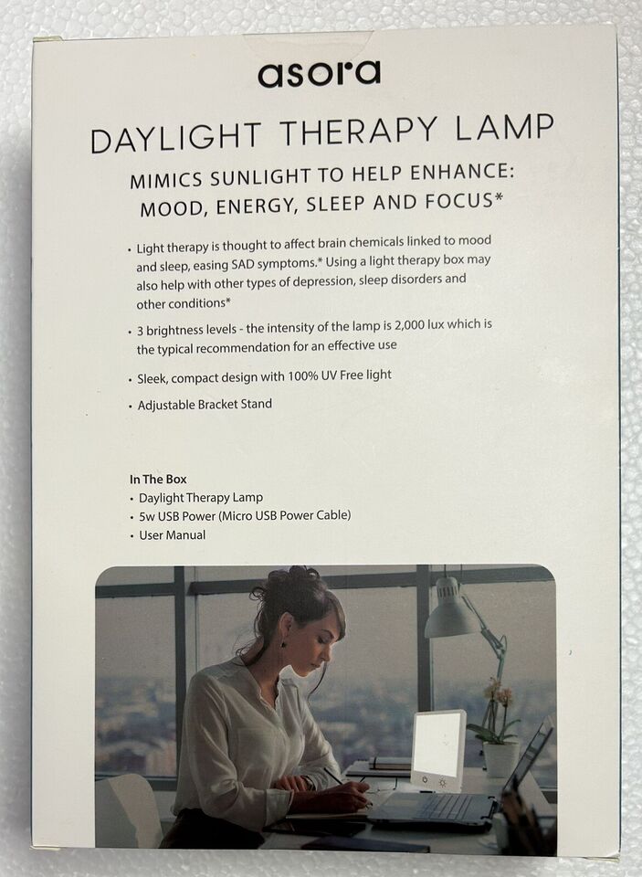 Daylight Therapy Lamp 2000 LUX Light Enhance Mood Sleep and Focus NEW ...