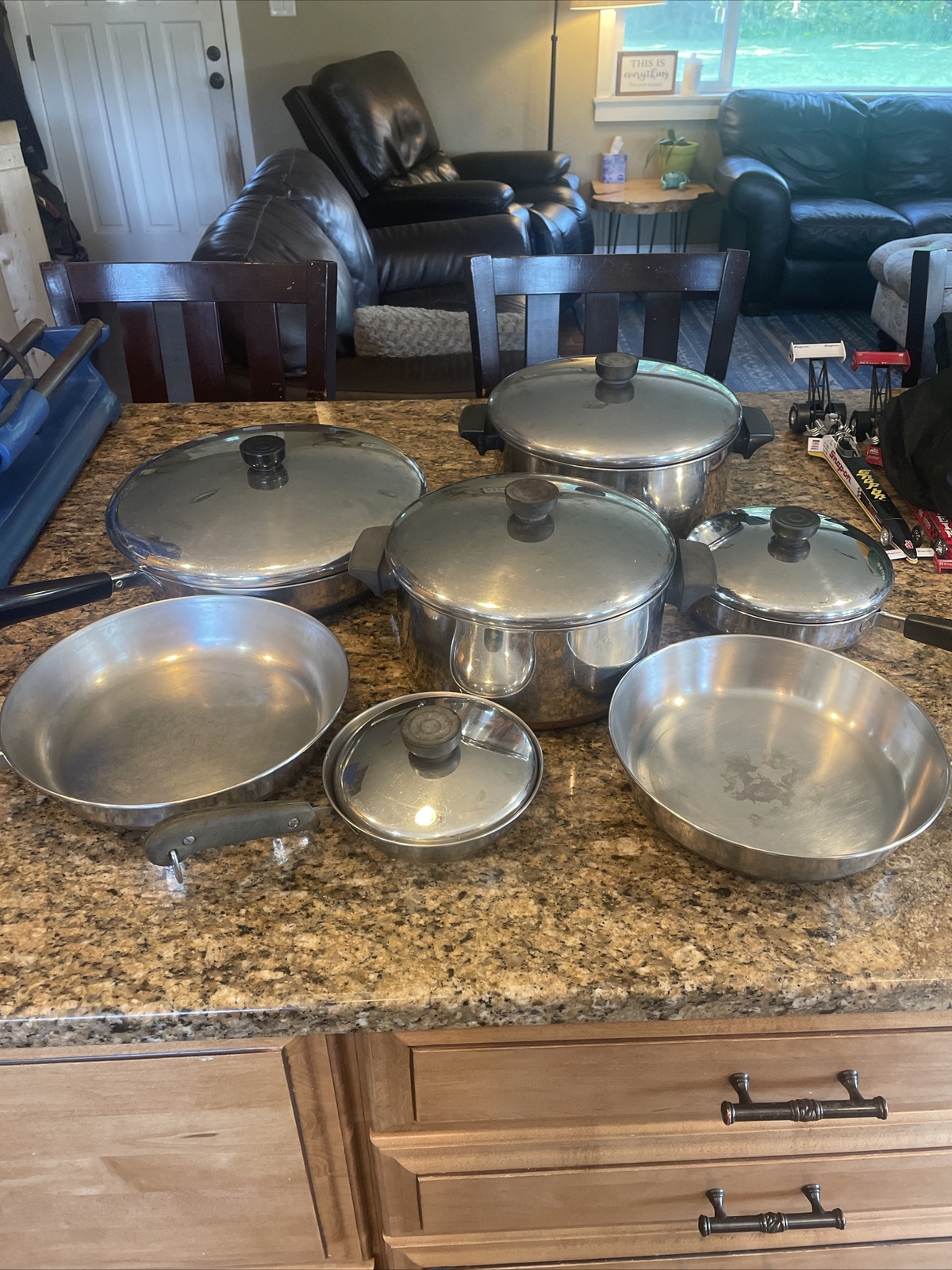 Revere Ware 1801 Copper Bottom Cookware Set Pots and Pans Vintage lot ...