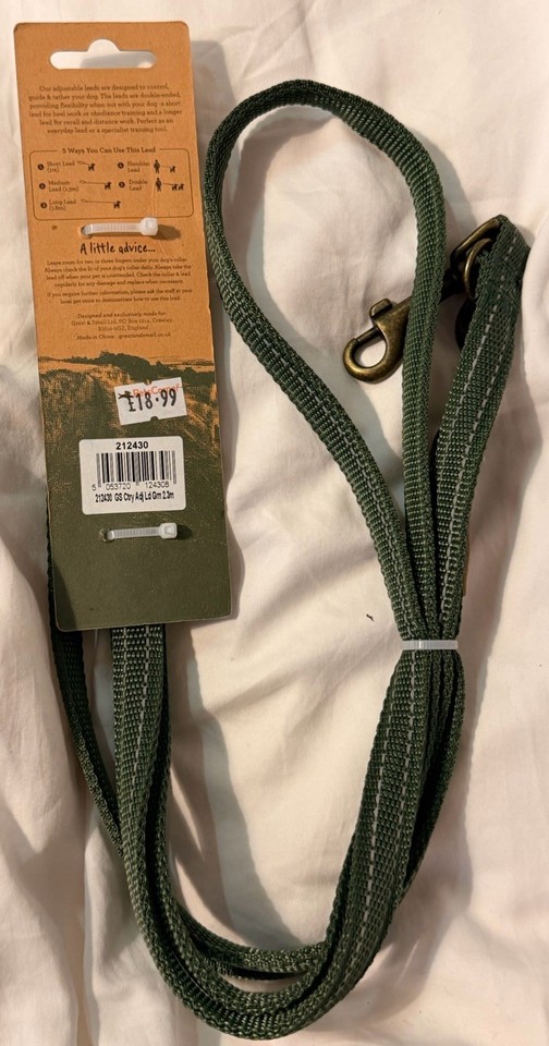 Great and Country - 5 Way Dog Lead Green. 1m to 1.6m Or Two Dogs ...