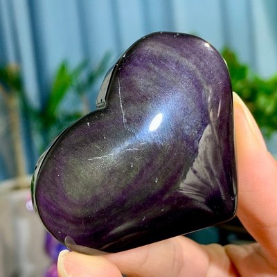 68G AAA Grade Natural Rainbow Eye Obsidian Quartz Crystal Heart-shaped ...