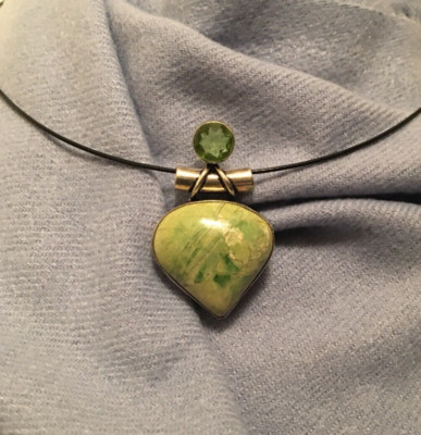 3 Sterling Silver Pendant on Wire Loop - Prasolite and Peridot | eBay