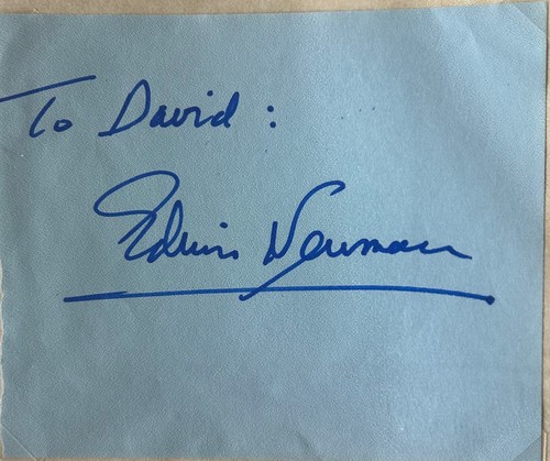 Edwin Newman * 3x5 Index Card Autograph * NBC News * Mary Fals ...