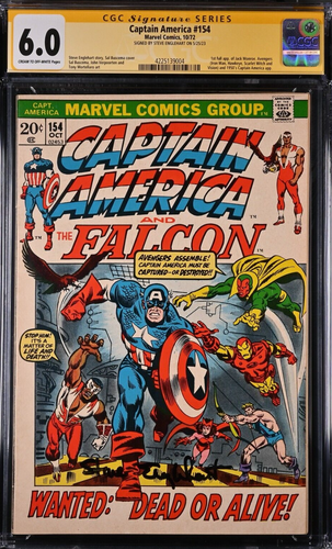 CAPTAIN AMERICA #154 -10/72- SIGNATURE SERIES SIGNED BY STEVE ENGLEHART ...