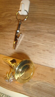 #2 Two Home & Travel Roach Clip SMOKE Clip Gold Metal KNOB + Key Ring ...