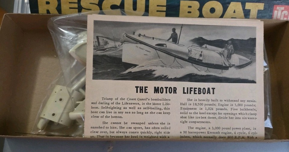 ITC IDEAL TOY CO. U.S. COAST GUARD RESCUE BOAT SCALE PLASTIC MODEL 3802 ...