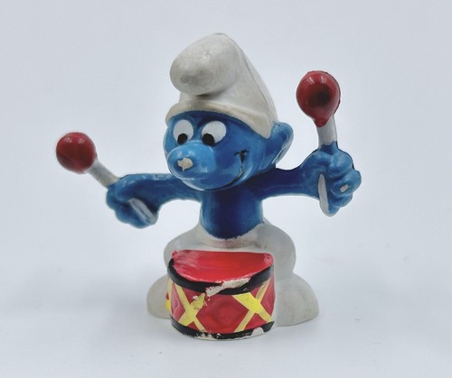 Schleich DRUMMER SMURF 20009 PVC Figure Peyo Vintage Smurfs Red ...