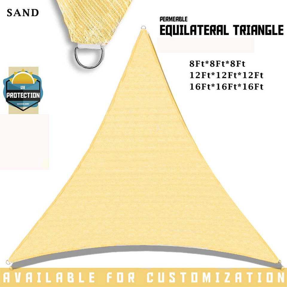 Sun Shade Sail Canopy Triangle Mesh Cover UV Block Shelter fr Outdoor ...
