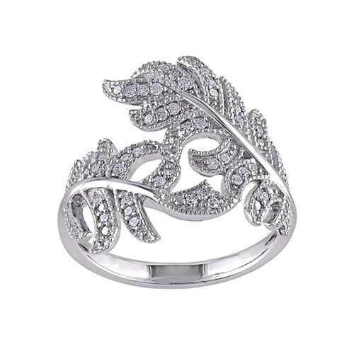0.20 Cttw Real Diamond Filigree Weddg Rg 14K White Gold Plated Sterlg ...