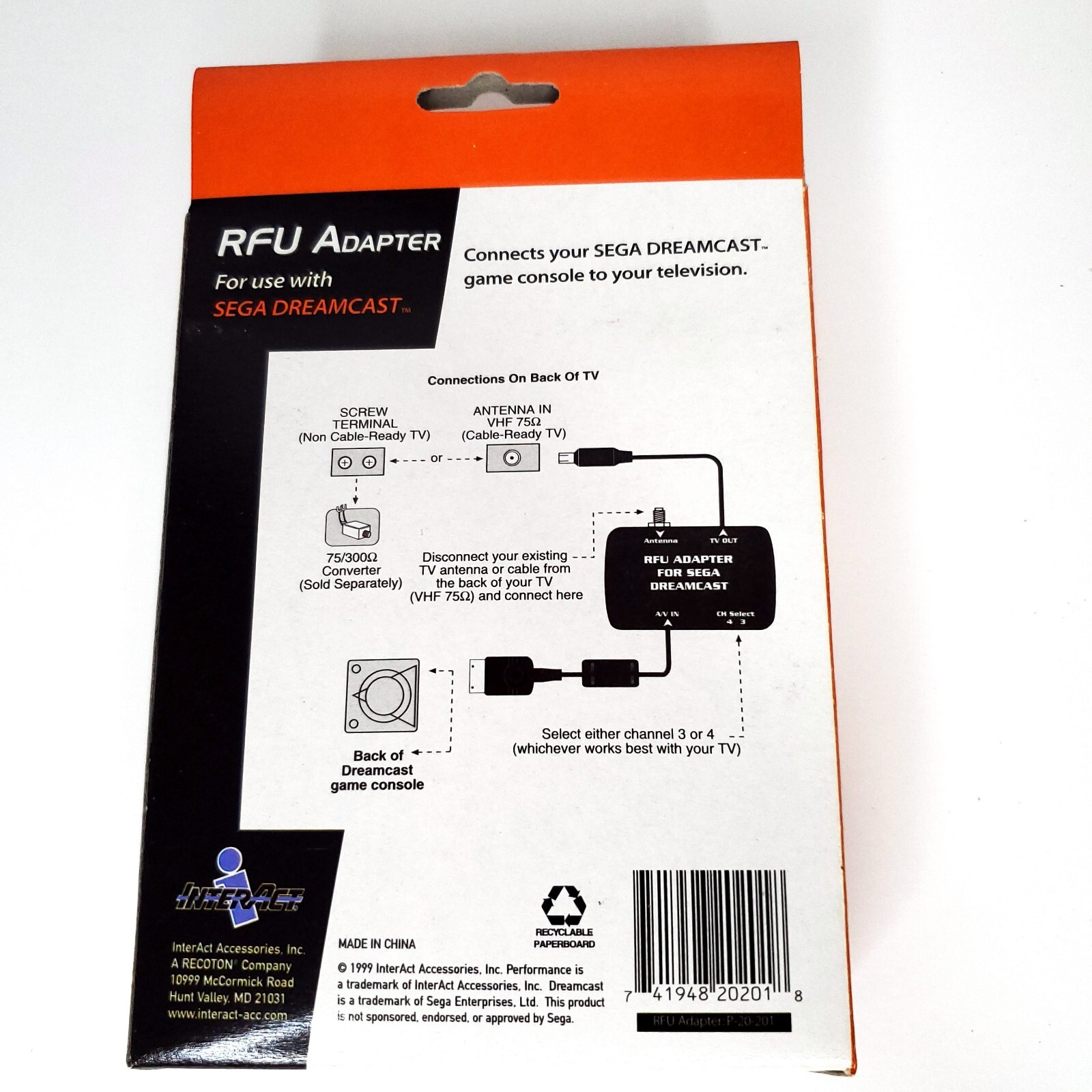 RFU Adapter for use with SEGA Dreamcast (Performance) Console to ...