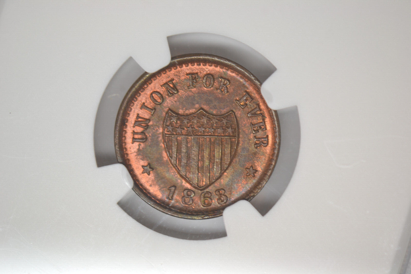 1863 Civil War Token- F-240/341a- Union For Ever/Monitor- NGC MS-66RB ...