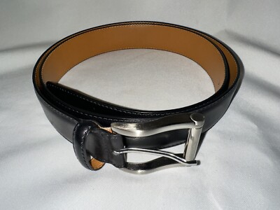 Magnanni Carbon Leather Belt Black Size 44 1121 Retail $150 Handmade ...