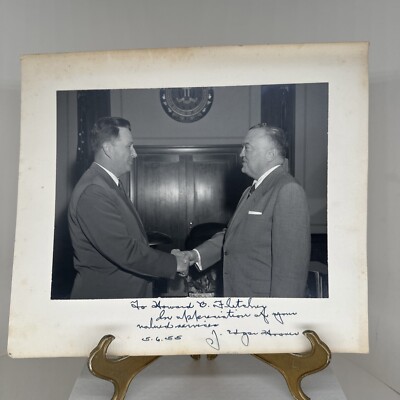 1955 J EDGAR HOOVER Signed 7x9 Photo W/ Howard B. Fletcher Original FBI ...