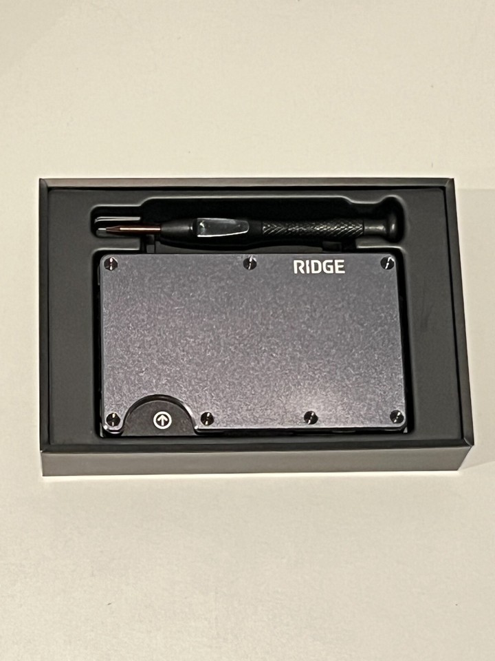 The Ridge RFID Blocking Slim Wallet Cash Strap - Gunmetal OPEN BOX | eBay
