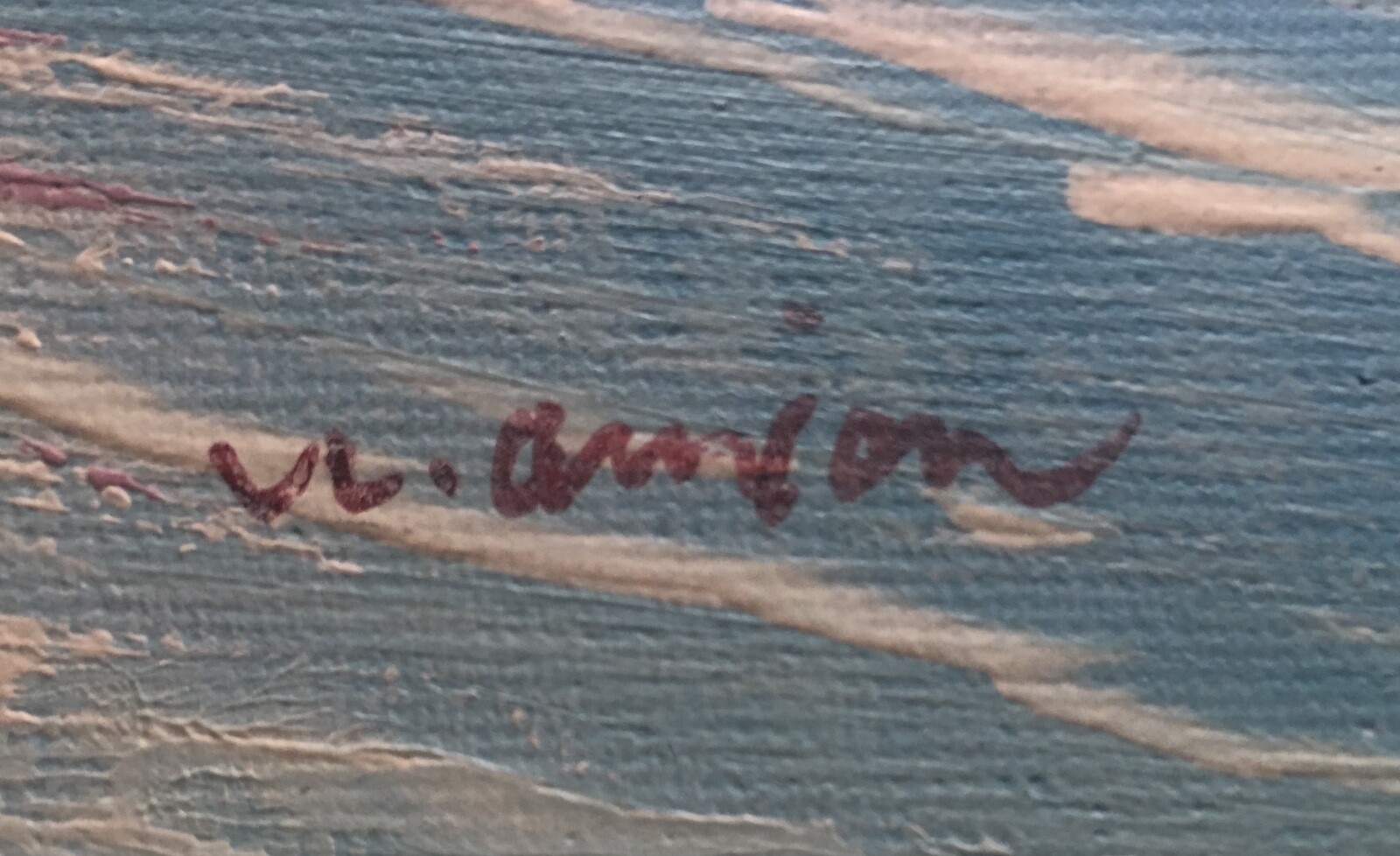 2 Original Oil Paintings Signed W. Amion, Boy & Girl Playing At Sea ...