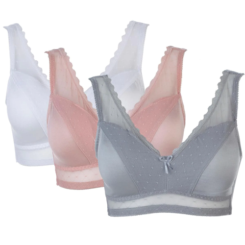 Rhonda Shear Mesh Dot Pin-Up Bra 3 Pack w/Removable Pads 514-144 , Size ...