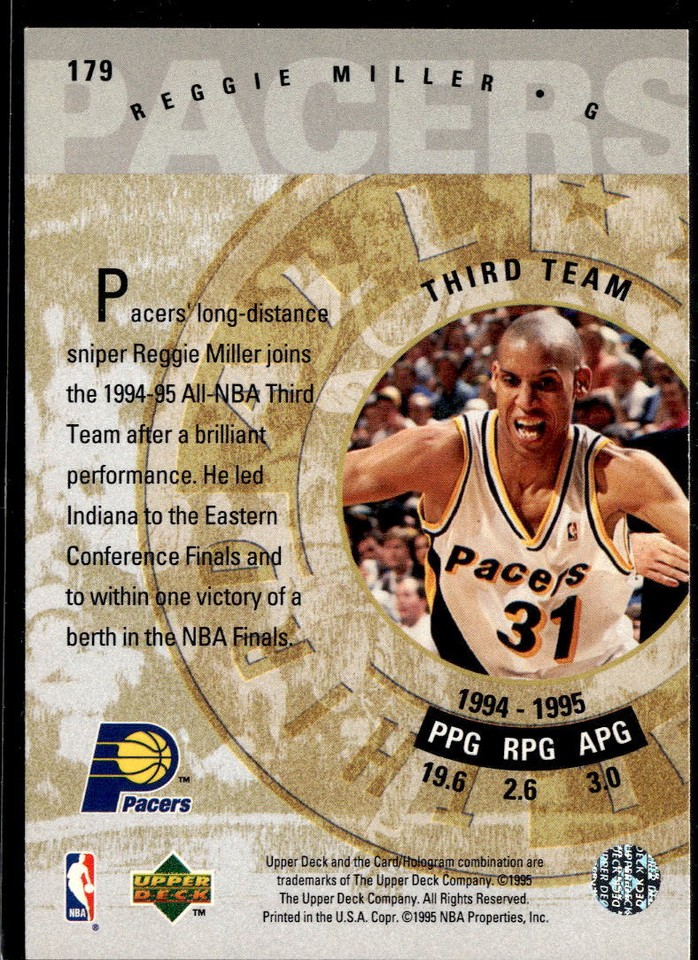 1995-96 Upper Deck #179 Reggie Miller Electric Court | eBay