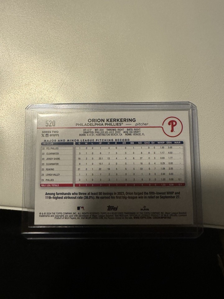 2024 Topps Series 2 - Hot Dogs #520 Orion Kerkering (RC) | eBay