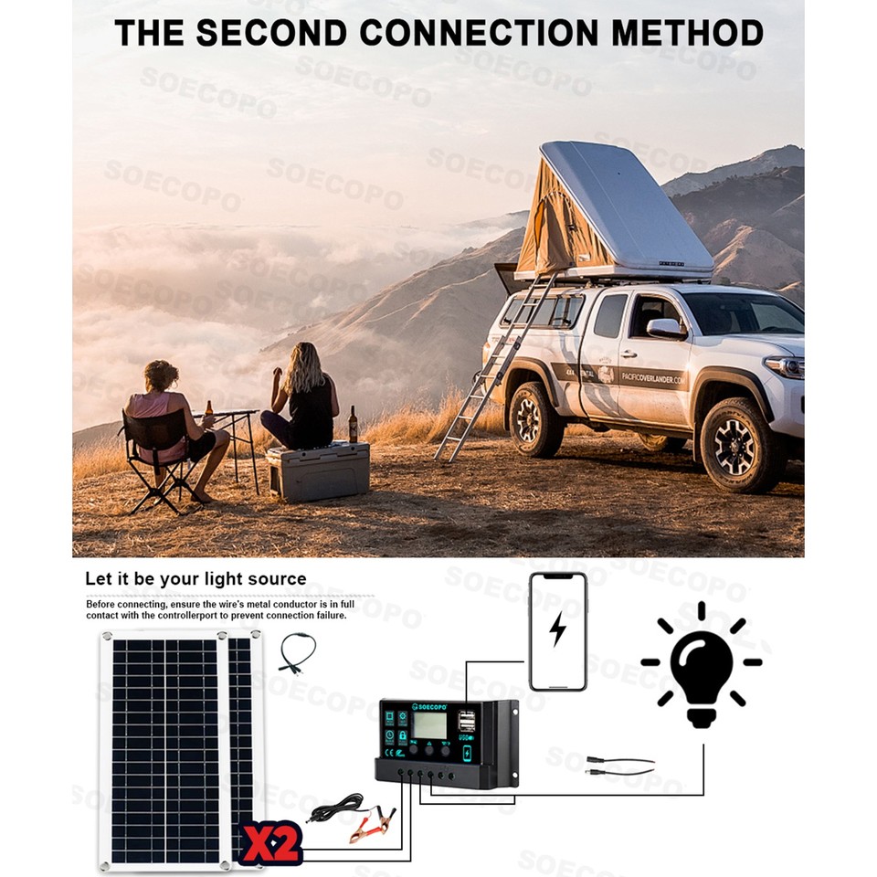 8000W Solar Power Kit Inverter, 2pcs 200W Solar Panels & 100A ...