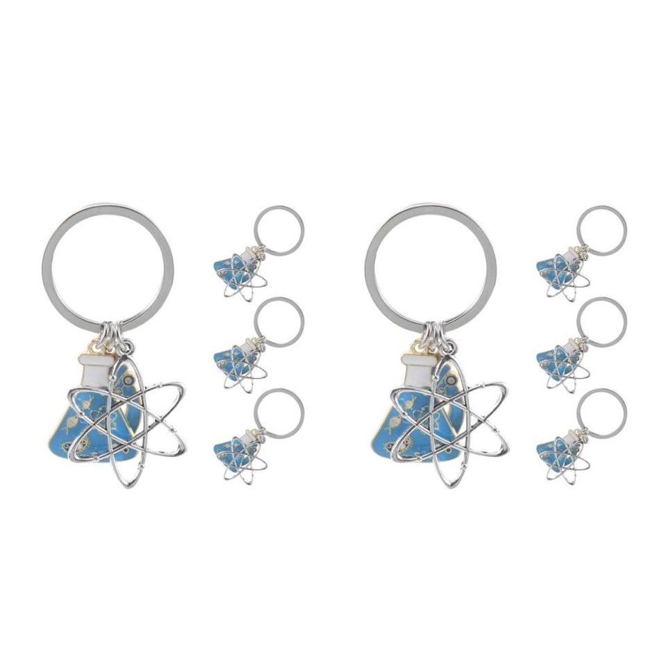 8 PCS Science Symbol Keychain, Measuring Cup DNA Double Helix Molecular ...