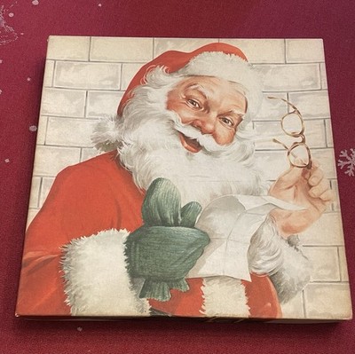 VTG CHRISTMAS SANTA WHITE BRICK WRAPPING PAPER BOX NO PAPER | eBay