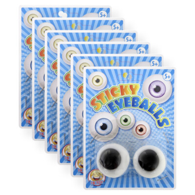6PK Sticky Eyeballs Funny Gag Novelty Spooky Fun Trick Children's Play ...
