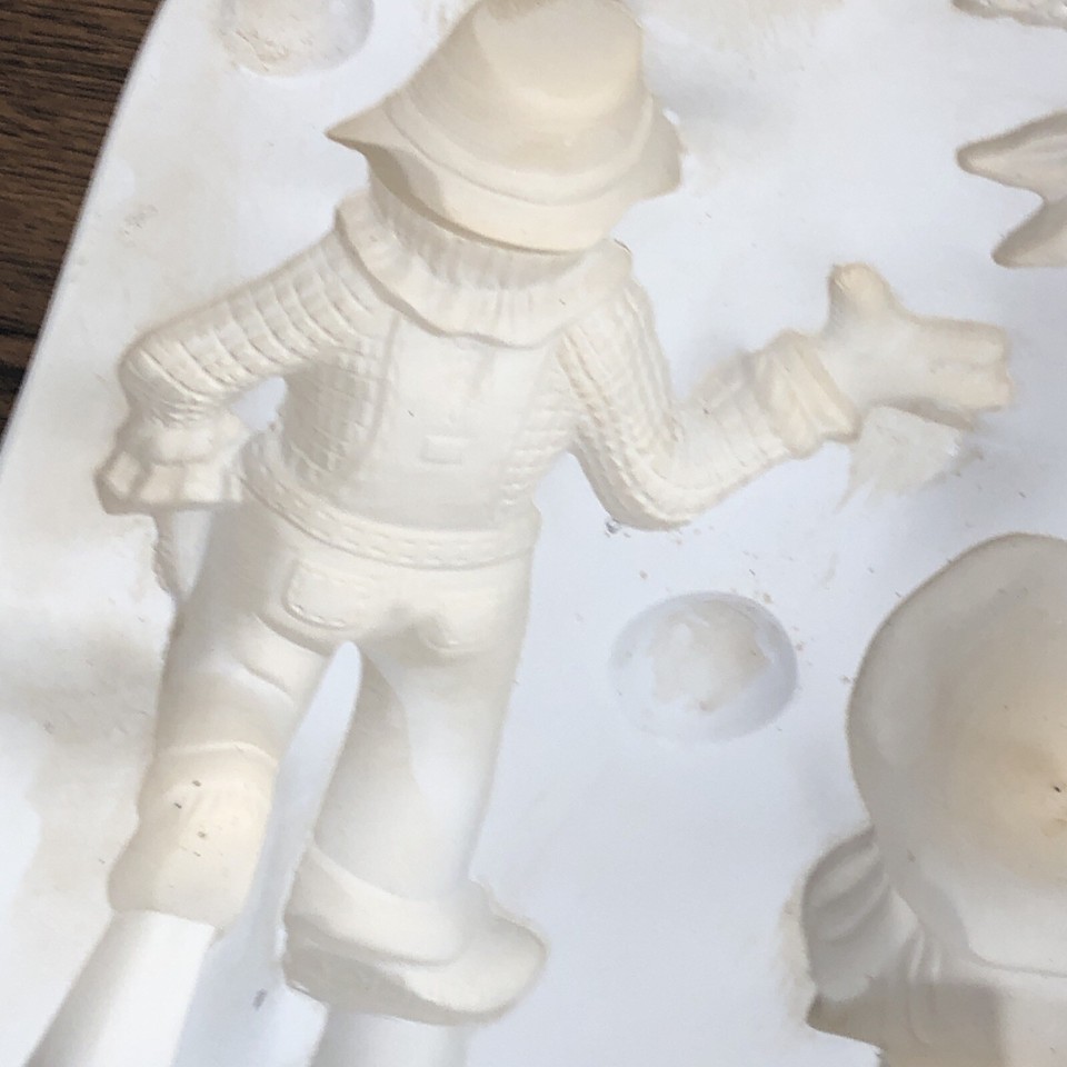 Vintage Scarecrow Scene Ceramic Slip Cast Mold Crow Girl Hay Field ...