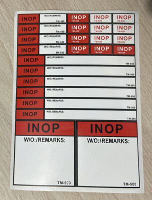 Sticker Sheet AIRBUS INOP inoperative unserviceable tag for pilots | eBay