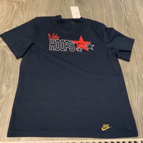 Nike Dri-Fit Hoops Basketball Shirt Short Sleeve Navy Blue Red Men’s ...
