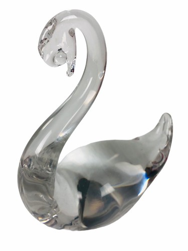 Swan Figurine Vintage Vilca Crystal Italian Art Glass NV 4.5” X 4” EUC ...