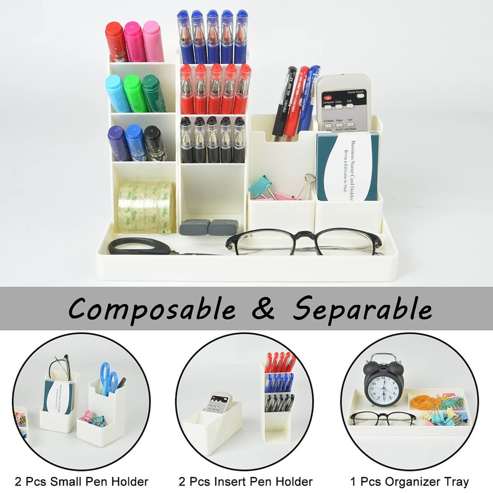 Desk Organizer with Pen Holder, DIY Desktop Organization with Tray ...