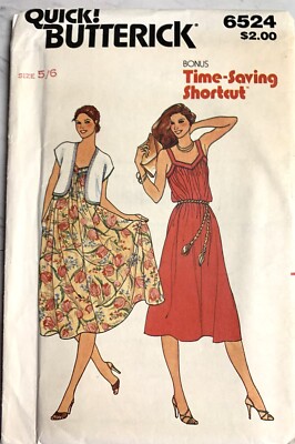 Vintage Sundress Sewing Pattern Uncut Size 5/6 Butterick 6524 | eBay