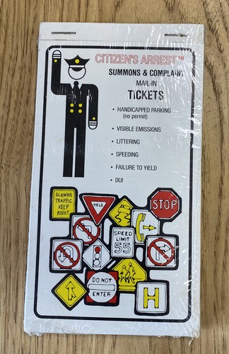 Citizens Arrest Salmon Complaint Ticket 1990S Nos Novelty Neighborhood ...