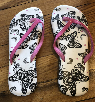 Childrens Place Girls Size 5/6 Flip Flops Butterfly Sandals Used | eBay