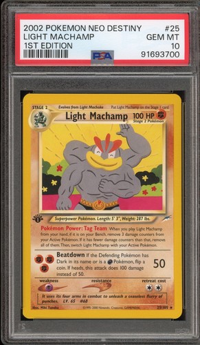 Pokemon Light Machamp Neo Destiny 1st Edition Rare #25 PSA 10 Gem Mint ...