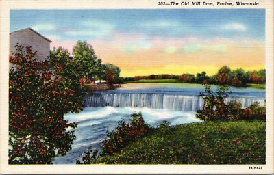 postcard The Old Mill Dam, Racine, Wisconsin - Horlick dam | eBay