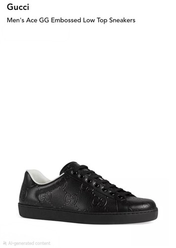 Authentic Mens Gucci Ace GG Embossed Black Sneakers Sz 6.5 (Sz 8 US) | eBay