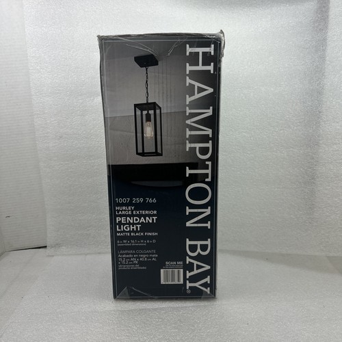 Hampton Bay Hurley Modern 1-Light Outdoor Hanging Pendant Light Matte ...