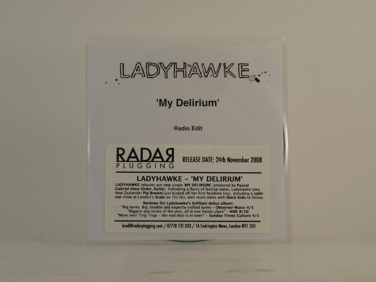 LADYHAWKE MY DELIRIUM (E1) 1 Track Promo CD Single along with Picture ...