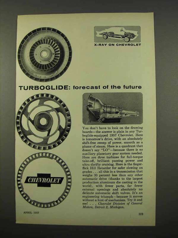 1957 Chevrolet Car Ad - Turboglide Forecast of Future | eBay